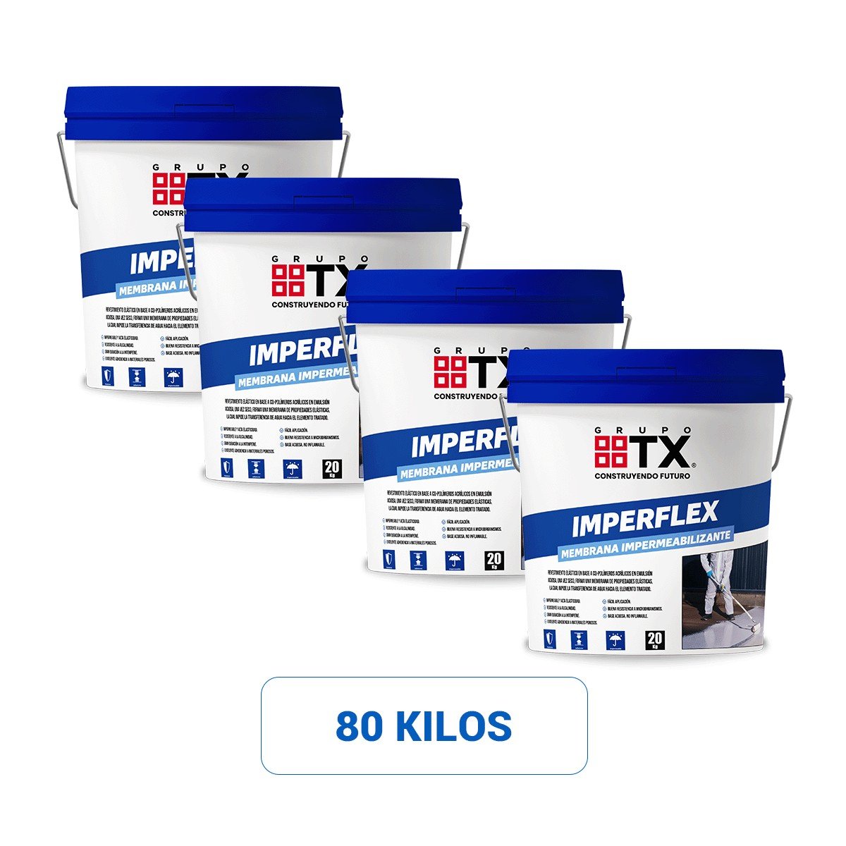 Pack 4 Membranas Impermeabilizantes Imperflex de 20kg Blanco - Prodalam