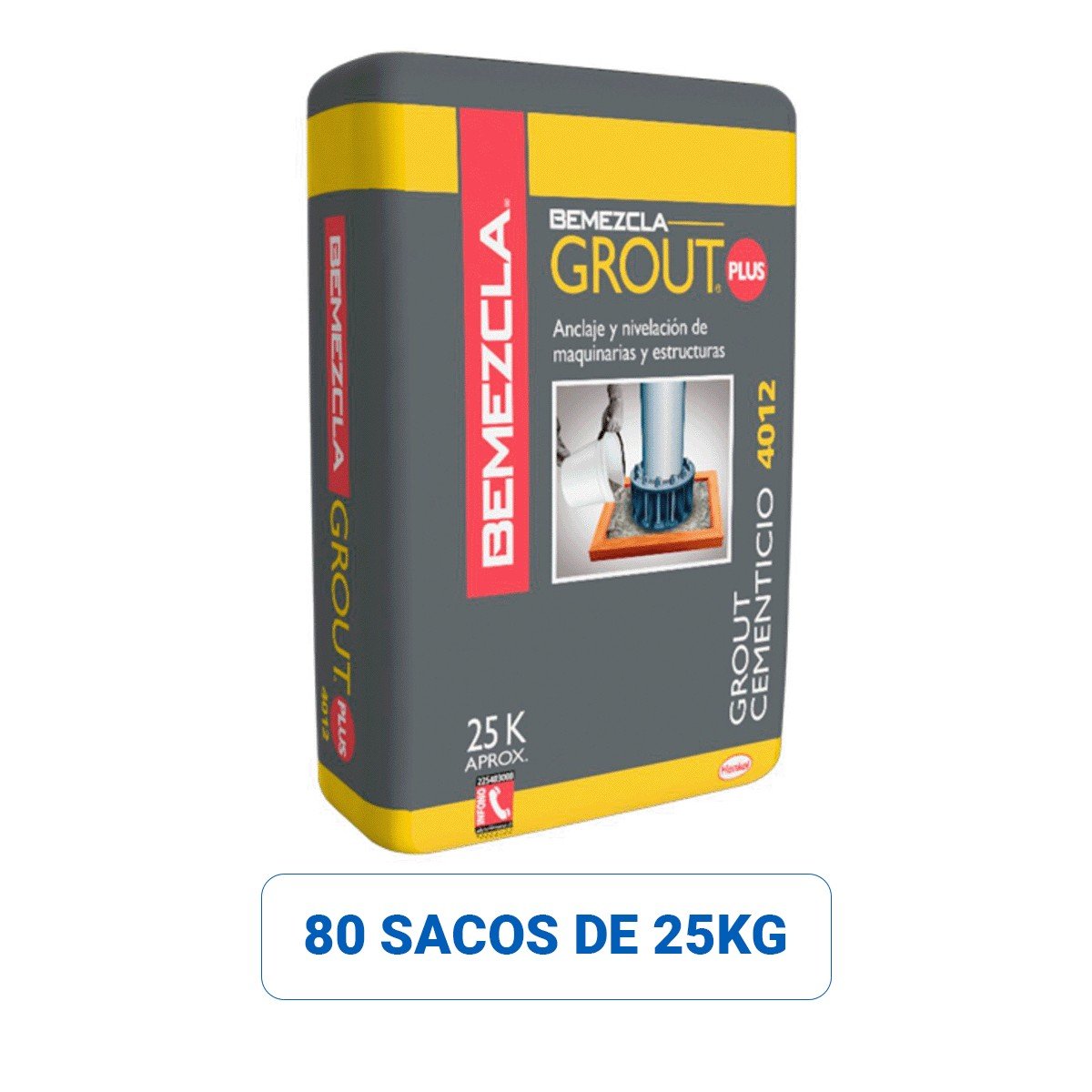 Pack 80 Grouts Plus 4012 Anclaje Bemezcla de 25kg - Prodalam