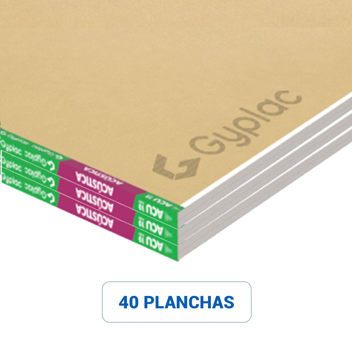 Pack 40 Planchas Yeso Cartón RF Resistente al Fuego 1,20m x 2,40m x ...