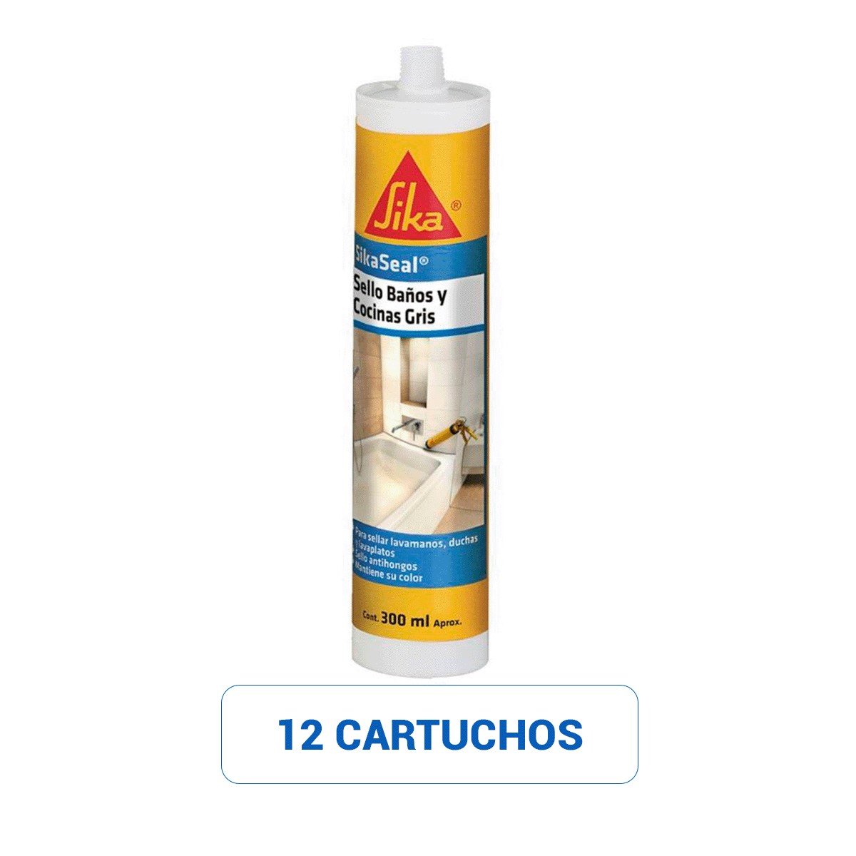Pack 12 Selladores Elásticos con Fungicidas para Juntas SikaSeal®-120 Baño y Cocina de 300ml ...