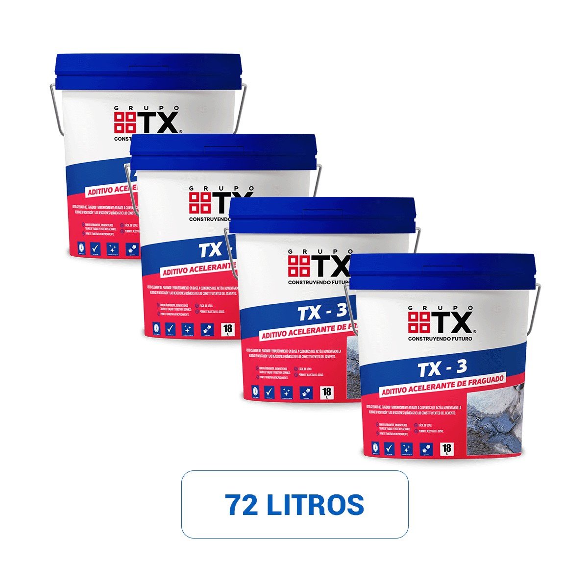 Pack 4 Aditivos Acelerantes de Fraguado TX-3 de 18L - Prodalam