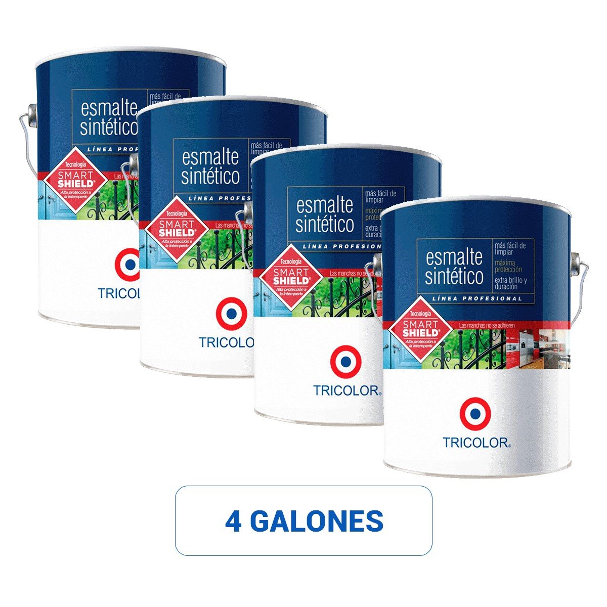 Pack 4 Esmaltes Sintético Tricolor Color Amarillo Oro de 1 Galón - Prodalam