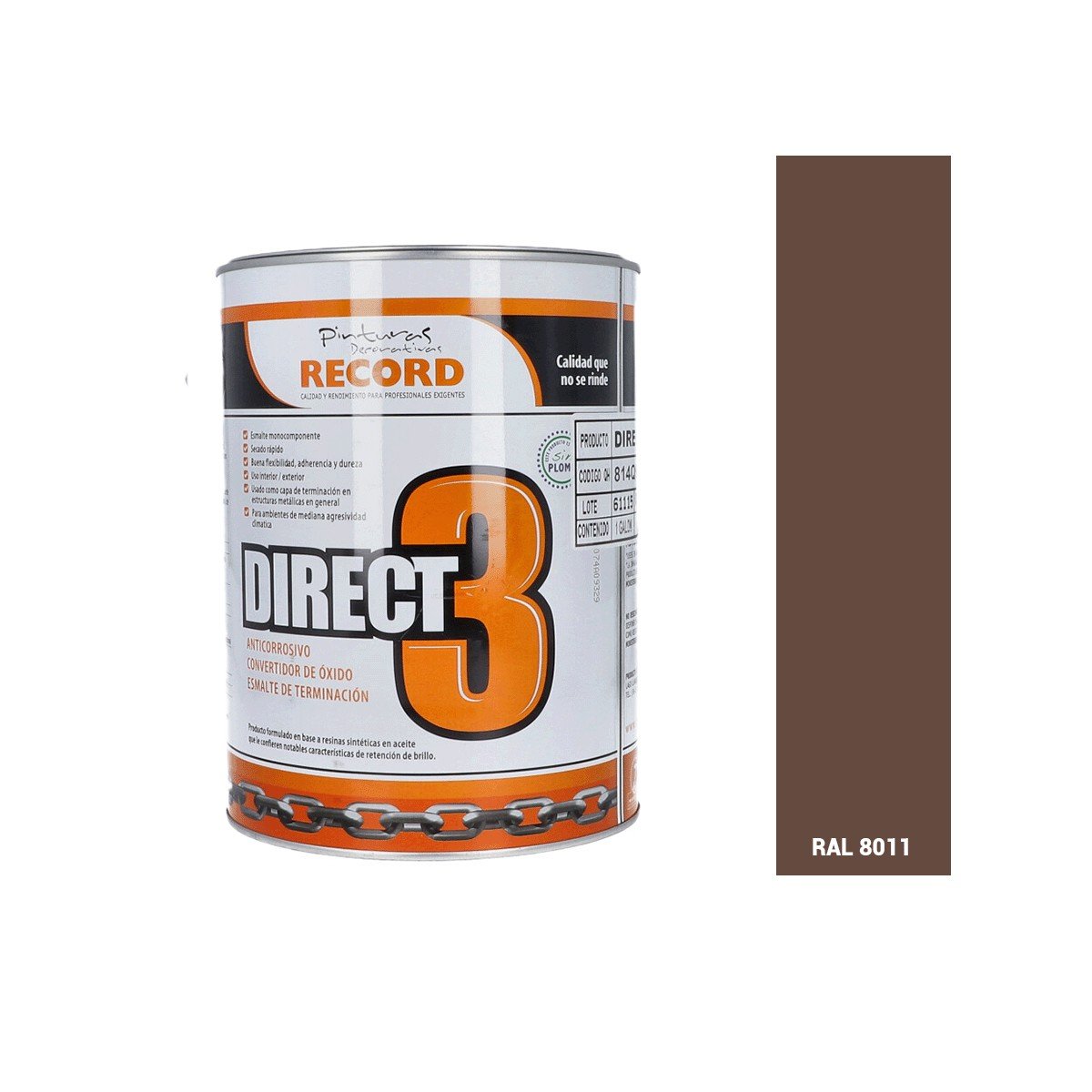 Esmalte Triple Acción 814 Direct 3 de 1/4 Galones Pardo Nuez RAL 8011 ...