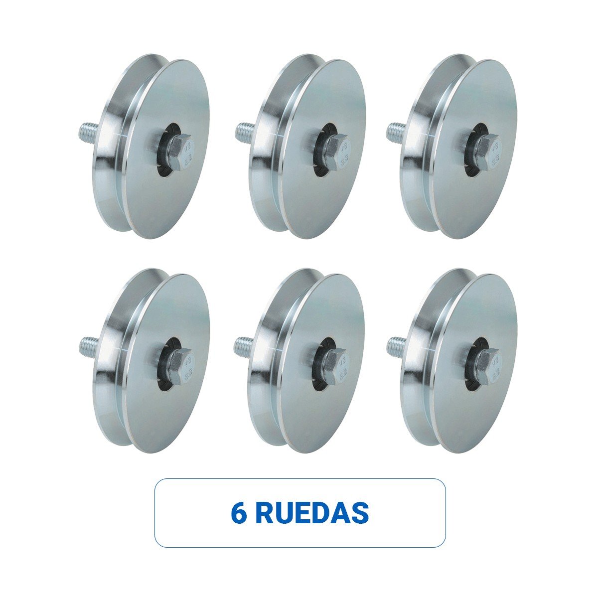 Pack 6 Ruedas Canal Angular (V) para Portón Corredera Ø80mm/3,15" con ...