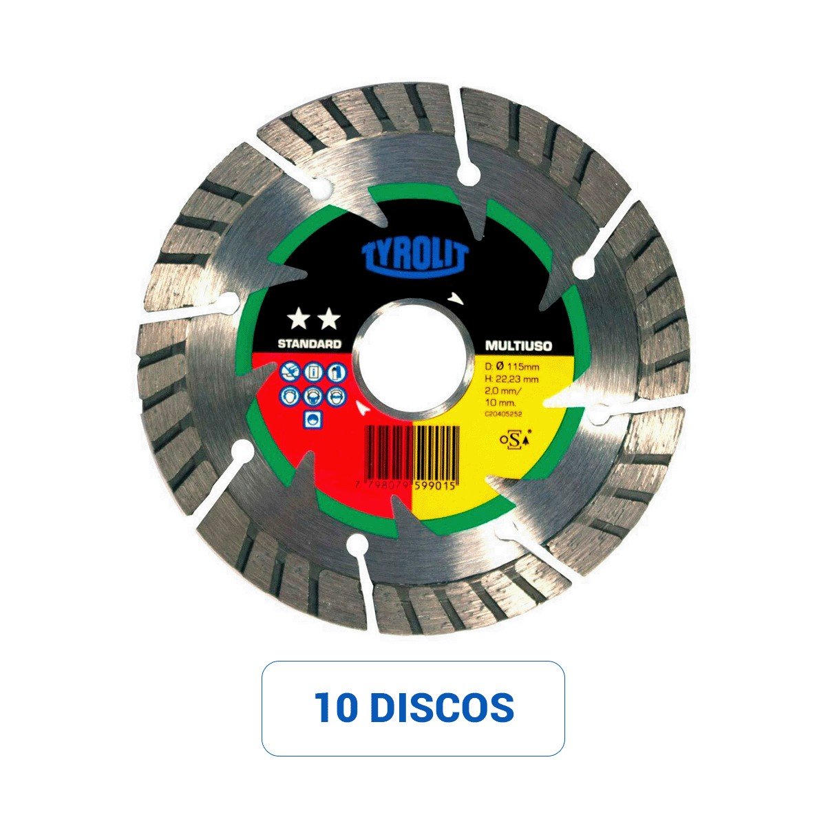 Pack 10 Discos Diamantados Multiuso Tyrolit Standard de 7" (180mm ...