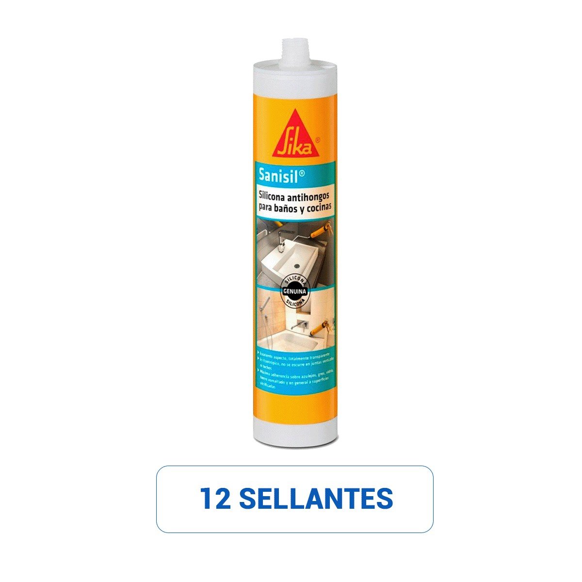 Pack 12 Sellantes Silicona Acética Juntas Sanitarias Sika® Sanisil® de ...