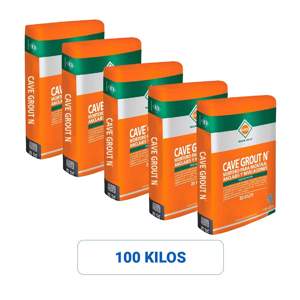 Pack 5 Morteros Anclajes y Nivelación Cave Grout-N de 20kg - Prodalam